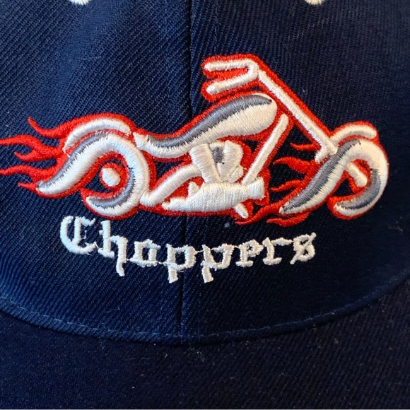 Accessories | Choppers Hat Blue With Red Flames Embroidered Choppers ...